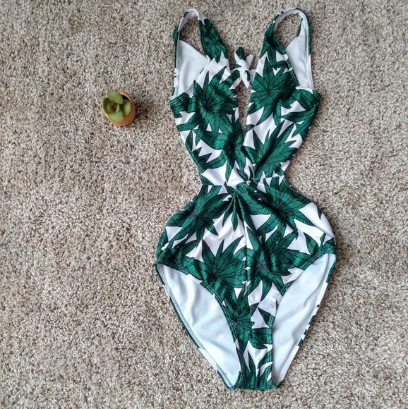 None | Swim | Tropical Themed Green White One Piece | Poshmark